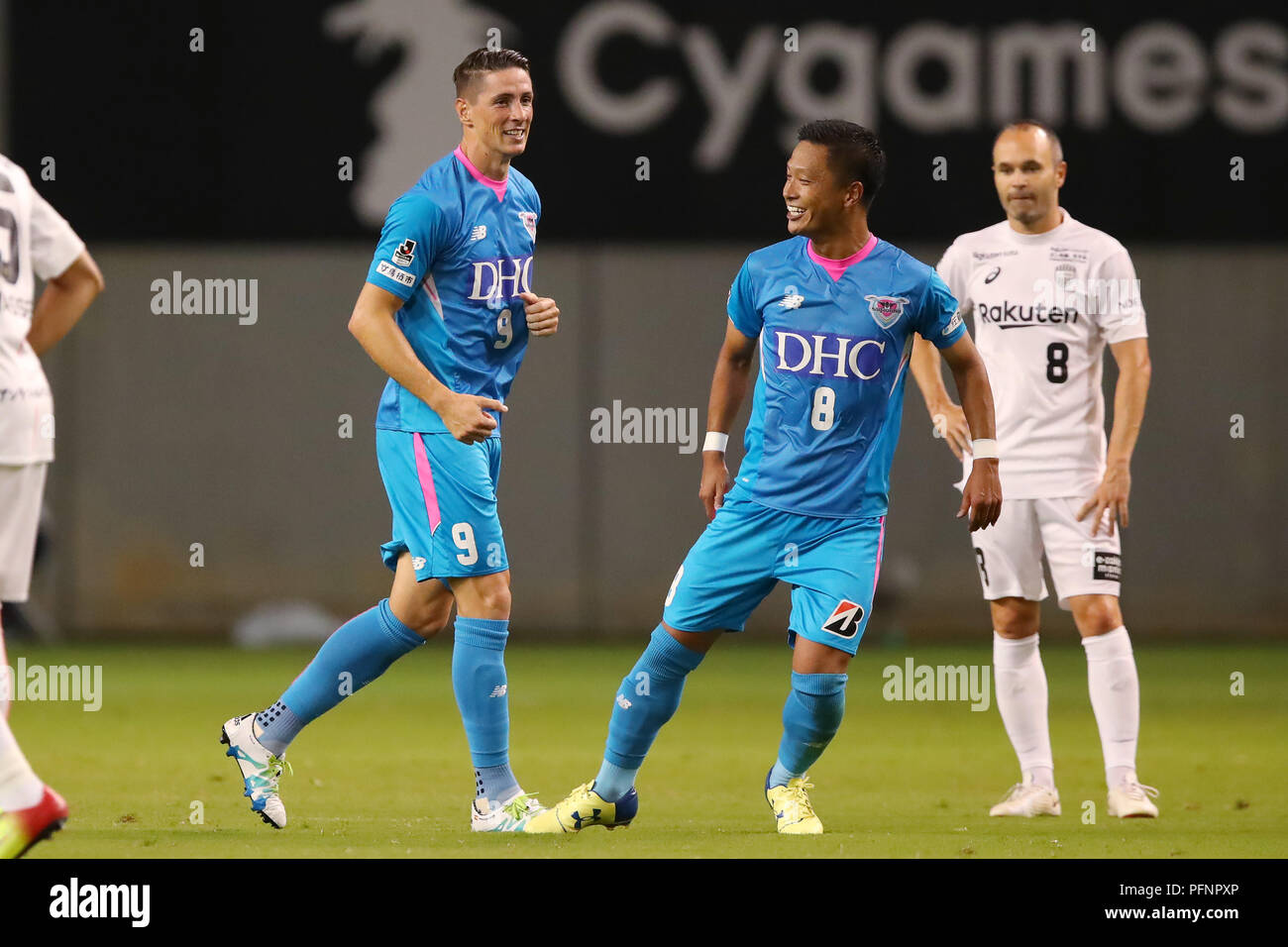 Best Amenity Stadium, Saga, Japan. 22nd Aug, 2018. (L to R) Fernando Torres, Masato Fujita ...