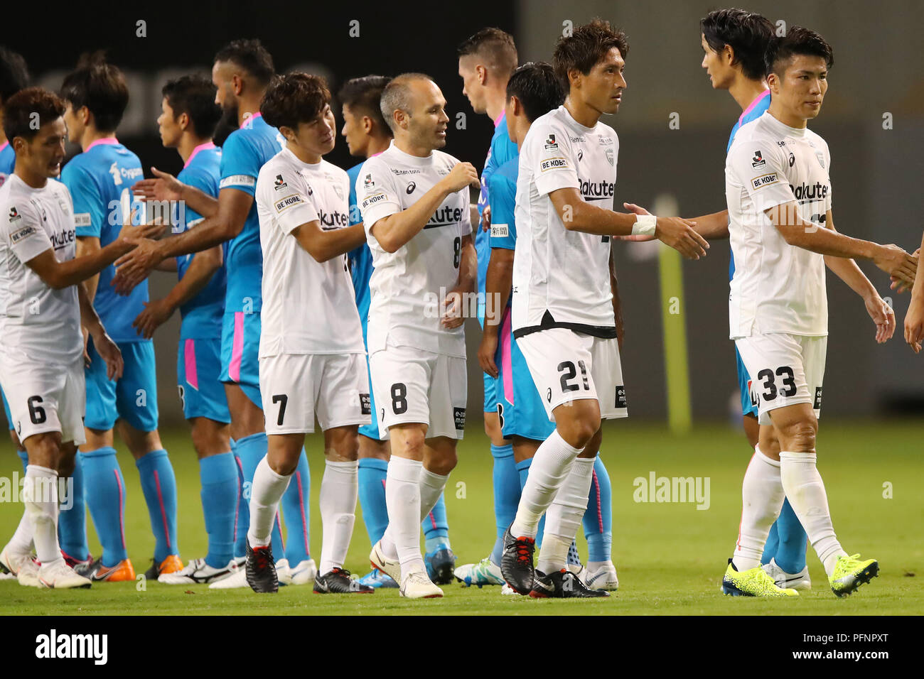 Best Amenity Stadium, Saga, Japan. 22nd Aug, 2018. (L to R) Andres Iniesta (Vissel), Fernando ...