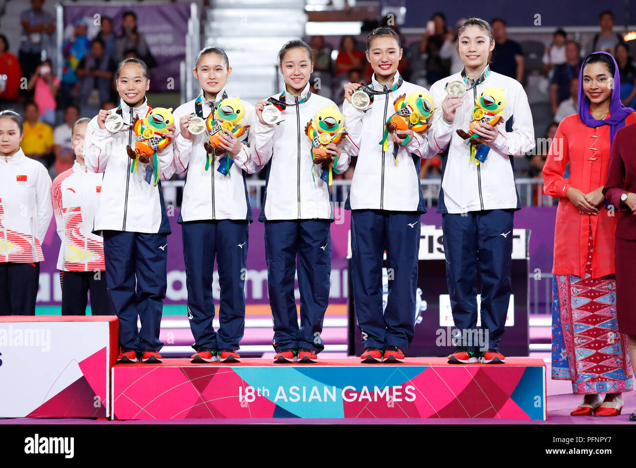 Jakarta, Indonesia. 22nd Aug, 2018. (L to R) Soyoka Hanawa, Yurika ...