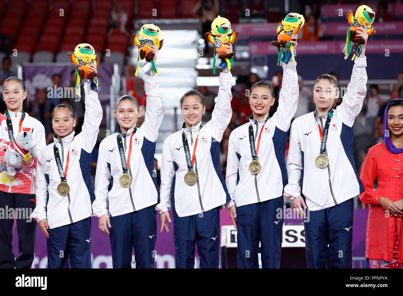 Jakarta, Indonesia. 22nd Aug, 2018. (L to R) Soyoka Hanawa, Yurika ...