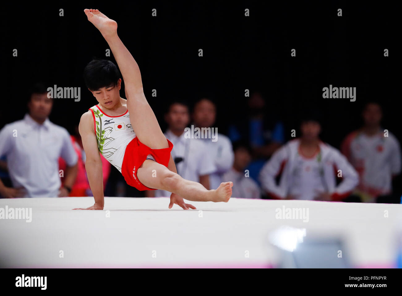 Jakarta, Indonesia. 22nd Aug, 2018. Kakeru Tanigawa (JPN) Artistic Gymnastics : Men's Team Final ...