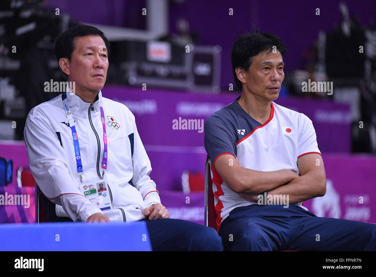 Jakarta, Indonesia. Credit: MATSUO. 22nd Aug, 2018. (L-R) Park Joo Bong ...