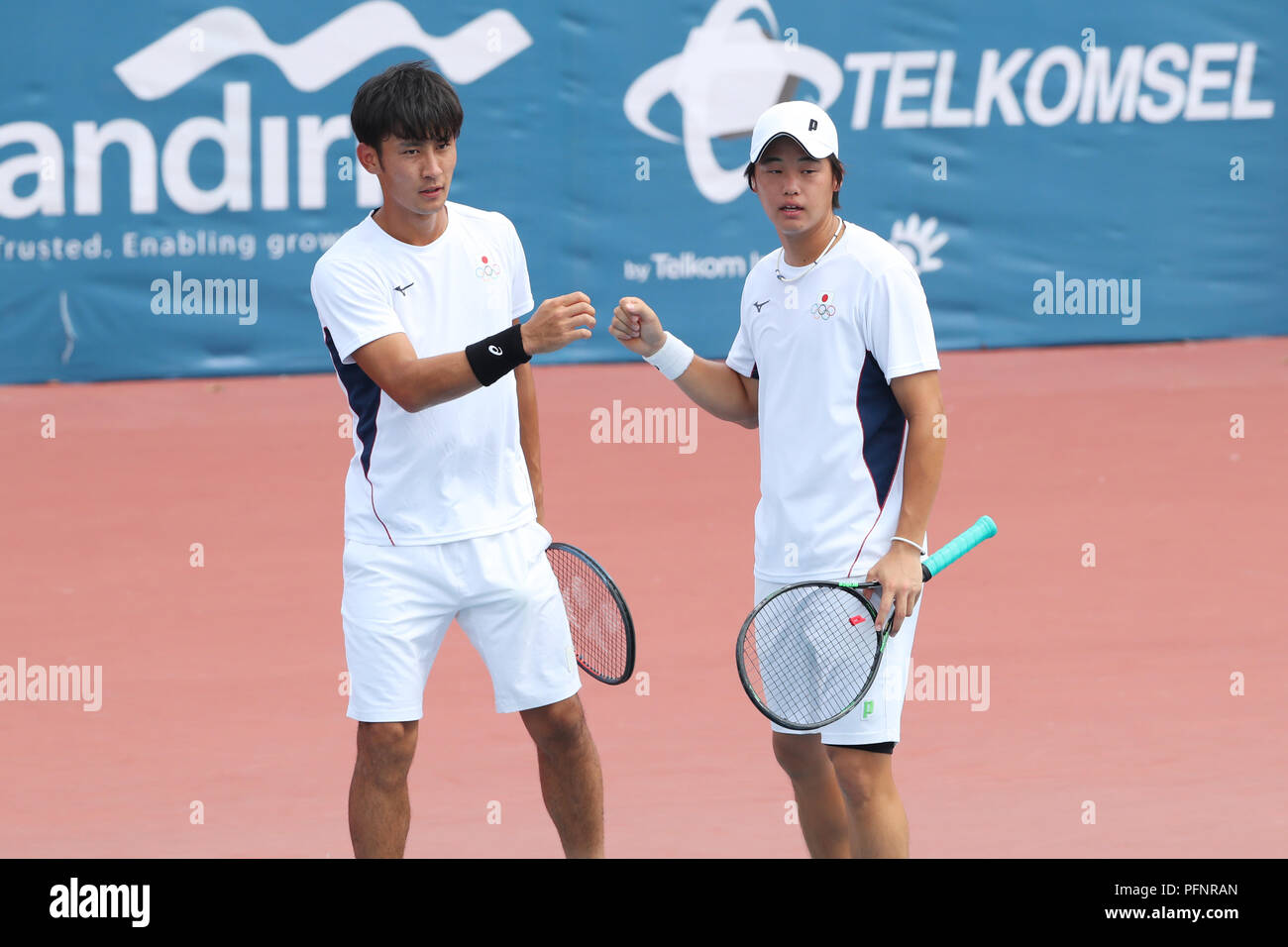 Palembang, Indonesia. 22nd Aug, 2018. Kaito Uesugi & Sho Shimabukuro (JPN) Tennis : Men's ...
