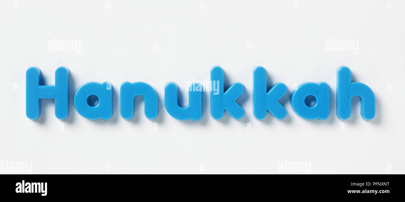 Plastic blue letters forming the word 'Hanukkah' Stock Photo - Alamy