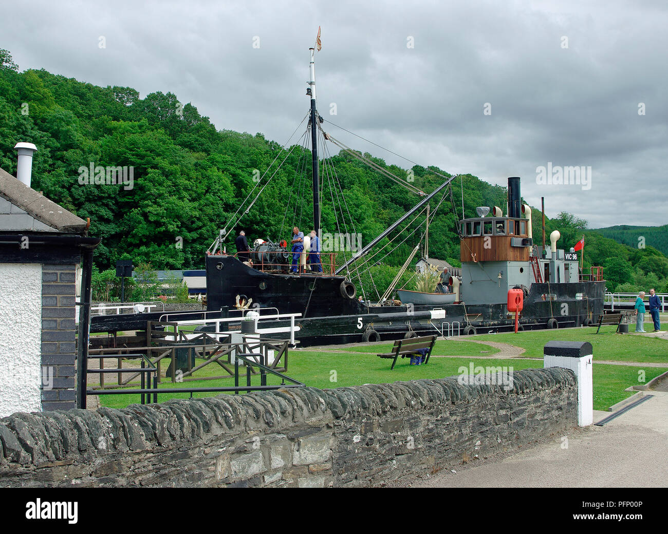 VIC 96 steamboat on Crinan Canal Stock Photo - Alamy