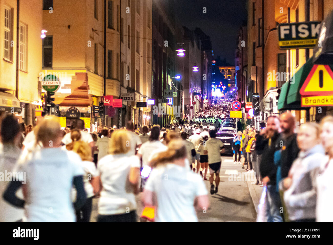 STOCKHOLM, SWEDEN, 18 AUG, 2018: Midnight run at the streets of ...
