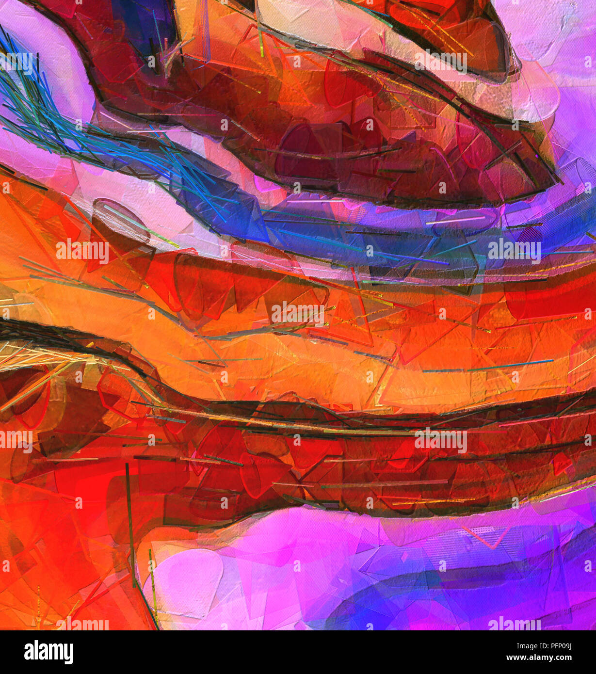 Hand drawing wall poster print. Abstract art. Oil painting ...