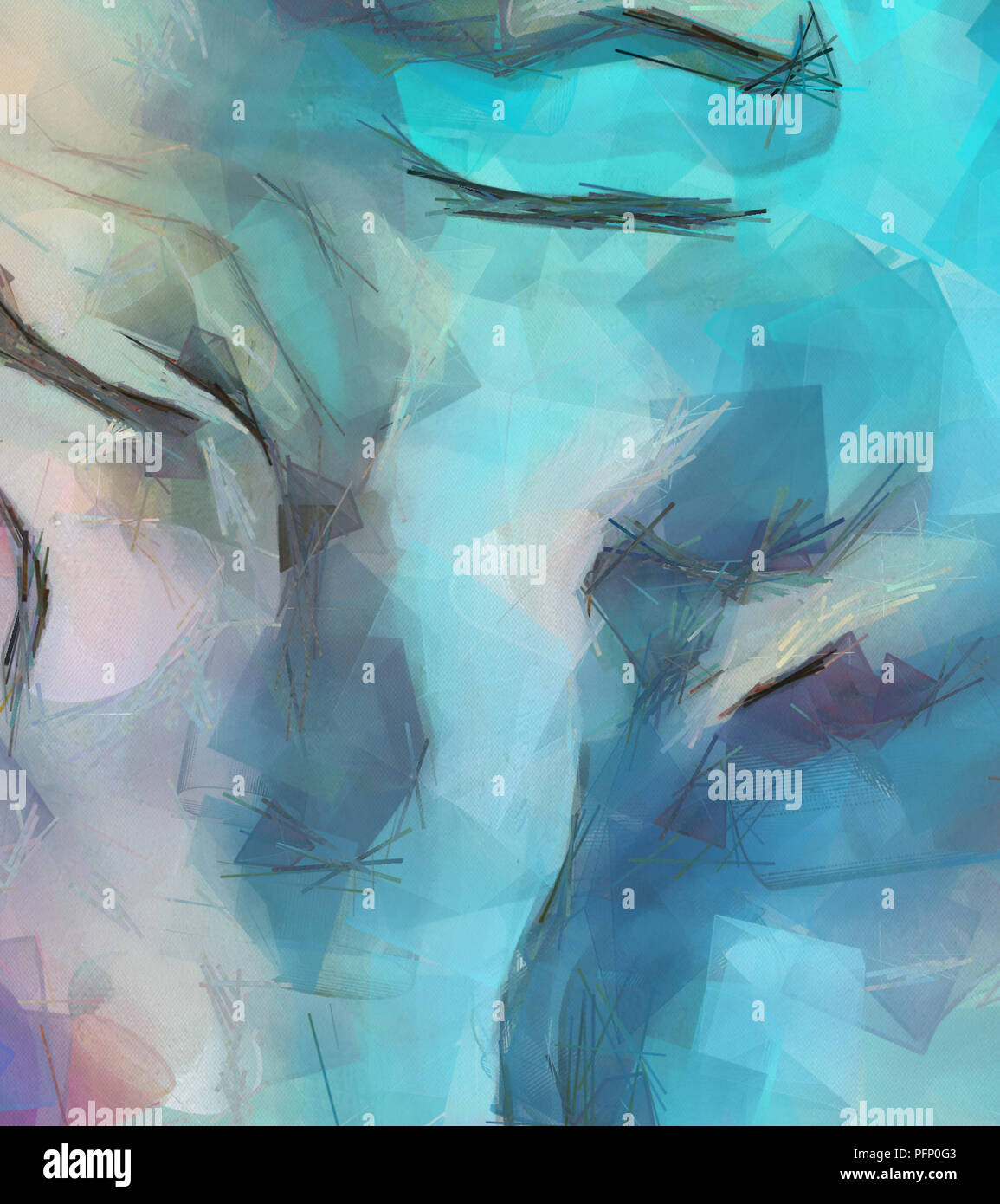 Hand drawing wall poster print. Abstract art. Oil painting ...