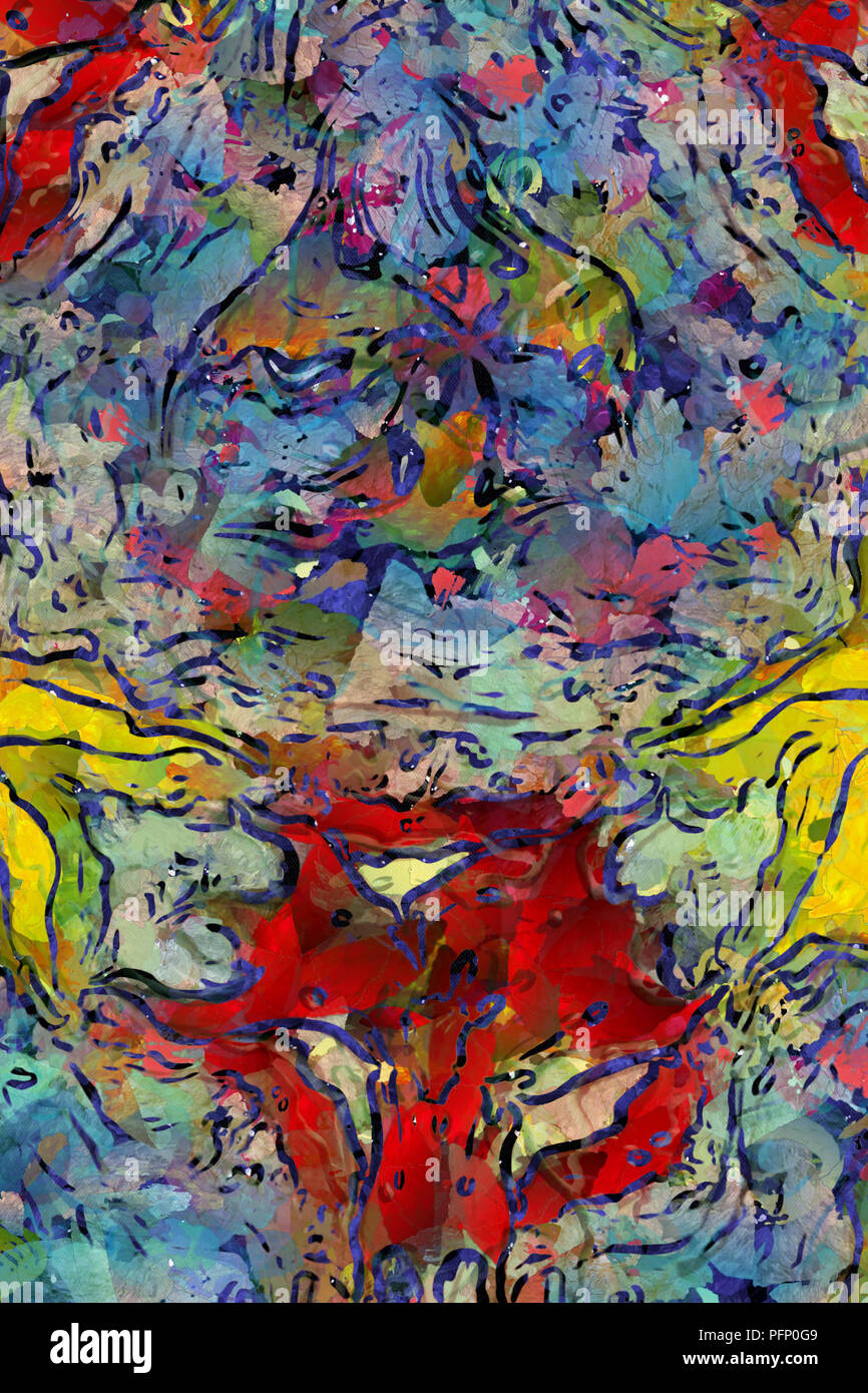 Hand drawing wall poster print. Abstract art. Oil painting ...