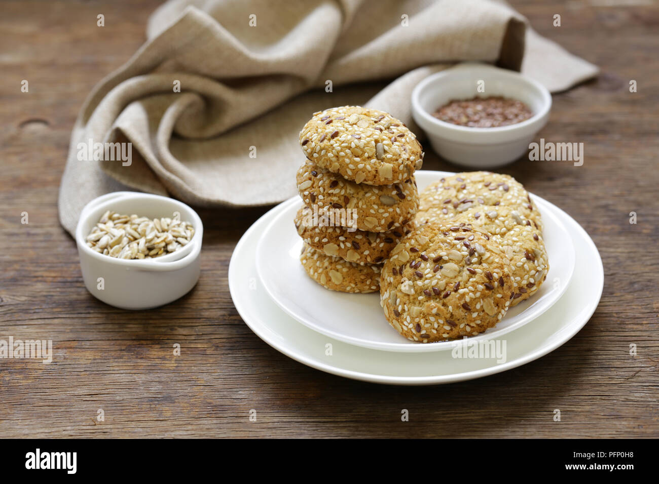 cereal biscuits with seeds of flax and sunflower Stock Photo - Alamy