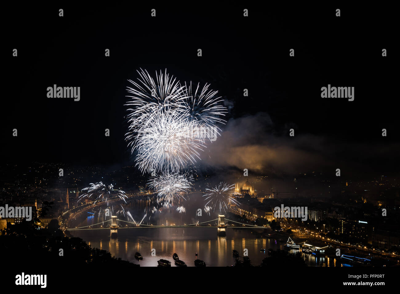 August 20 celebration fireworks in Budapest Stock Photo - Alamy