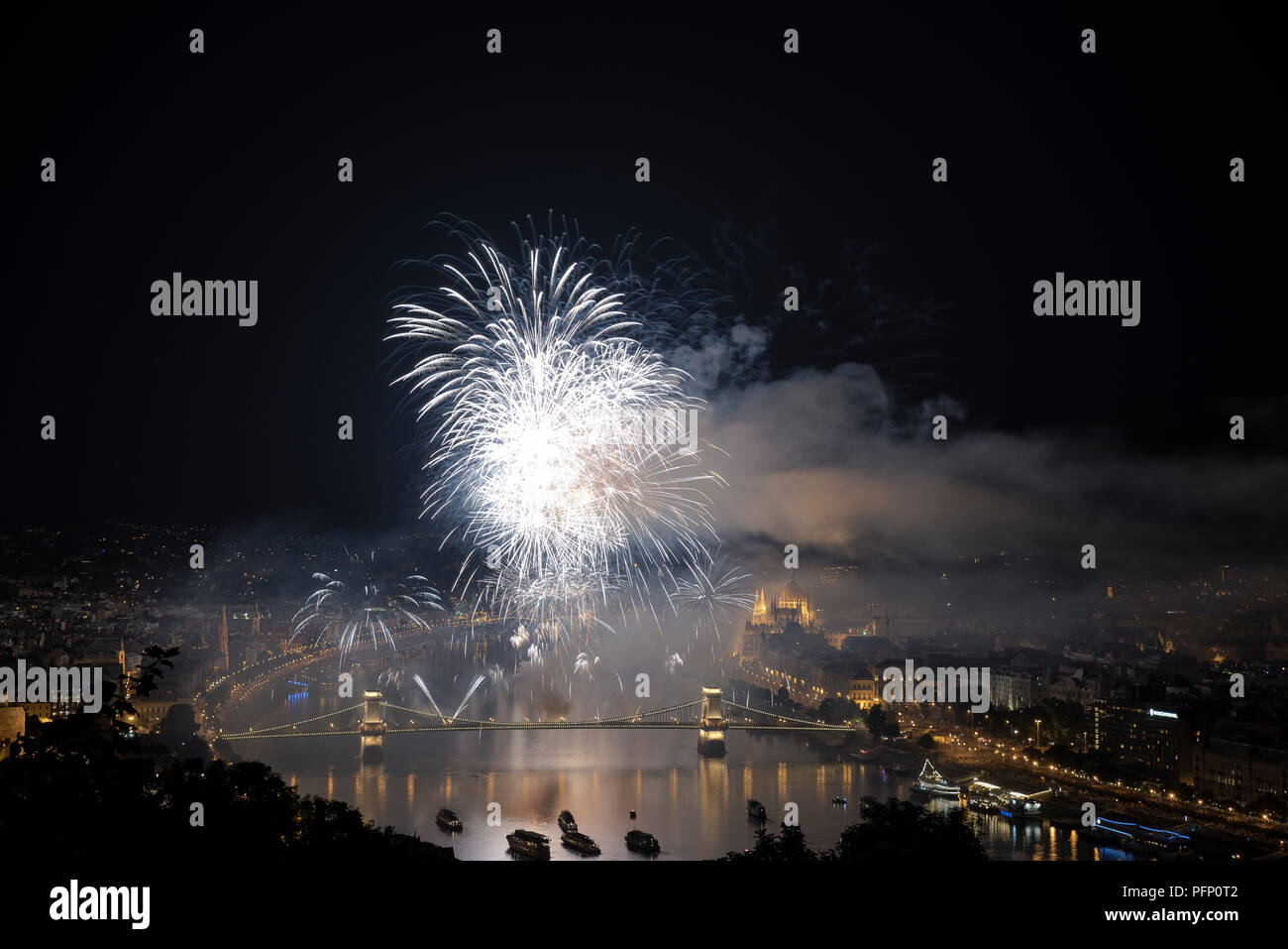 August 20 celebration fireworks in Budapest Stock Photo - Alamy