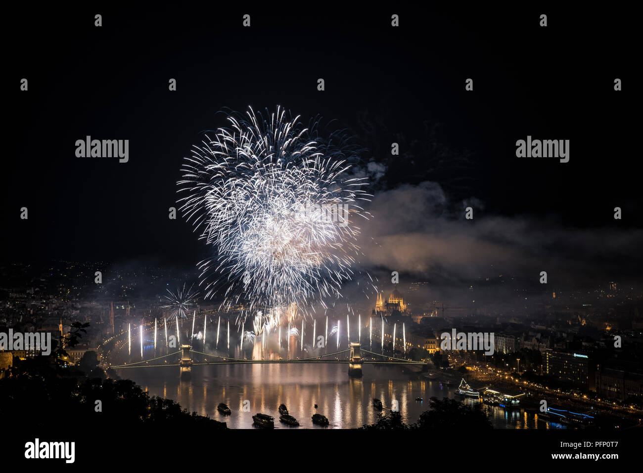 August 20 celebration fireworks in Budapest Stock Photo - Alamy