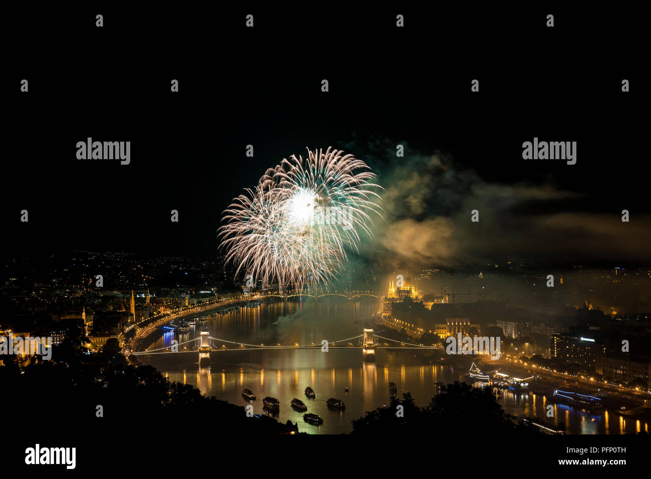 August 20 celebration fireworks in Budapest Stock Photo - Alamy