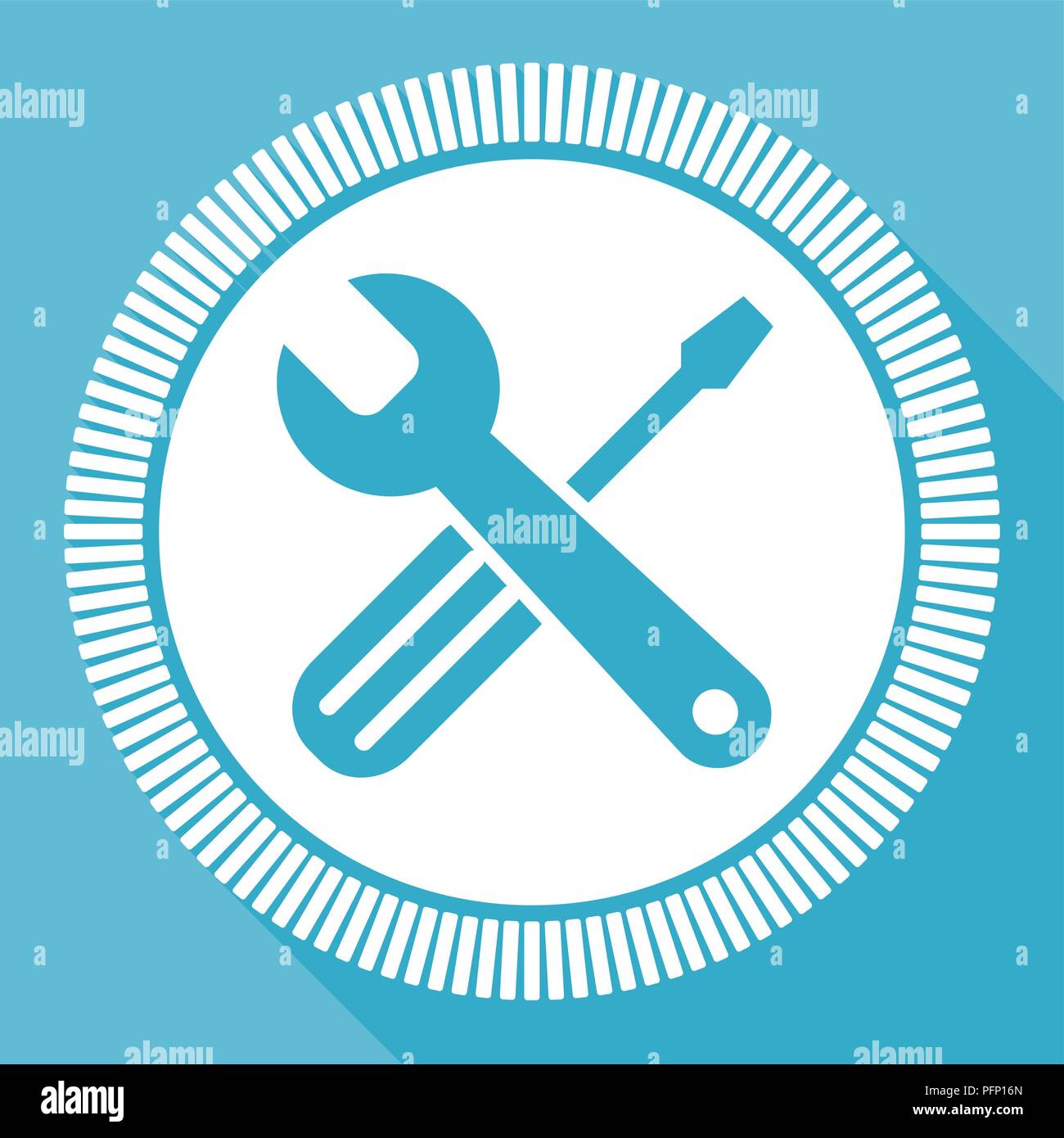 Tools Flat Vector Icon Service Square Blue Web Button Stock Vector