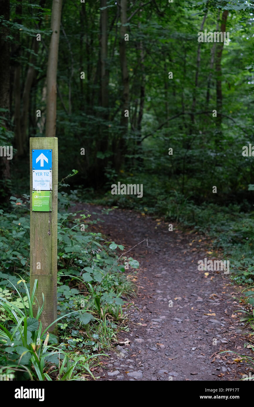 August 2018 - Woodland trail posts showing a route through the woods ...