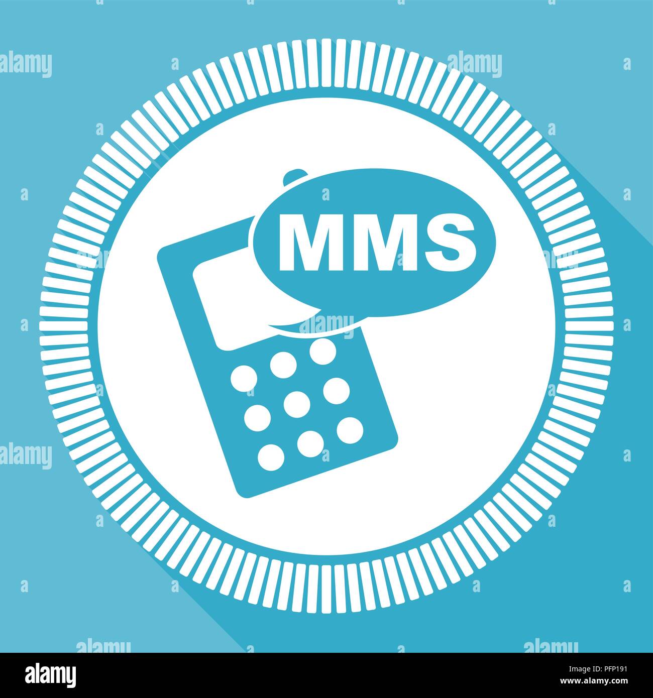 Mms flat vector icon, mobile phone square blue web button Stock Vector ...