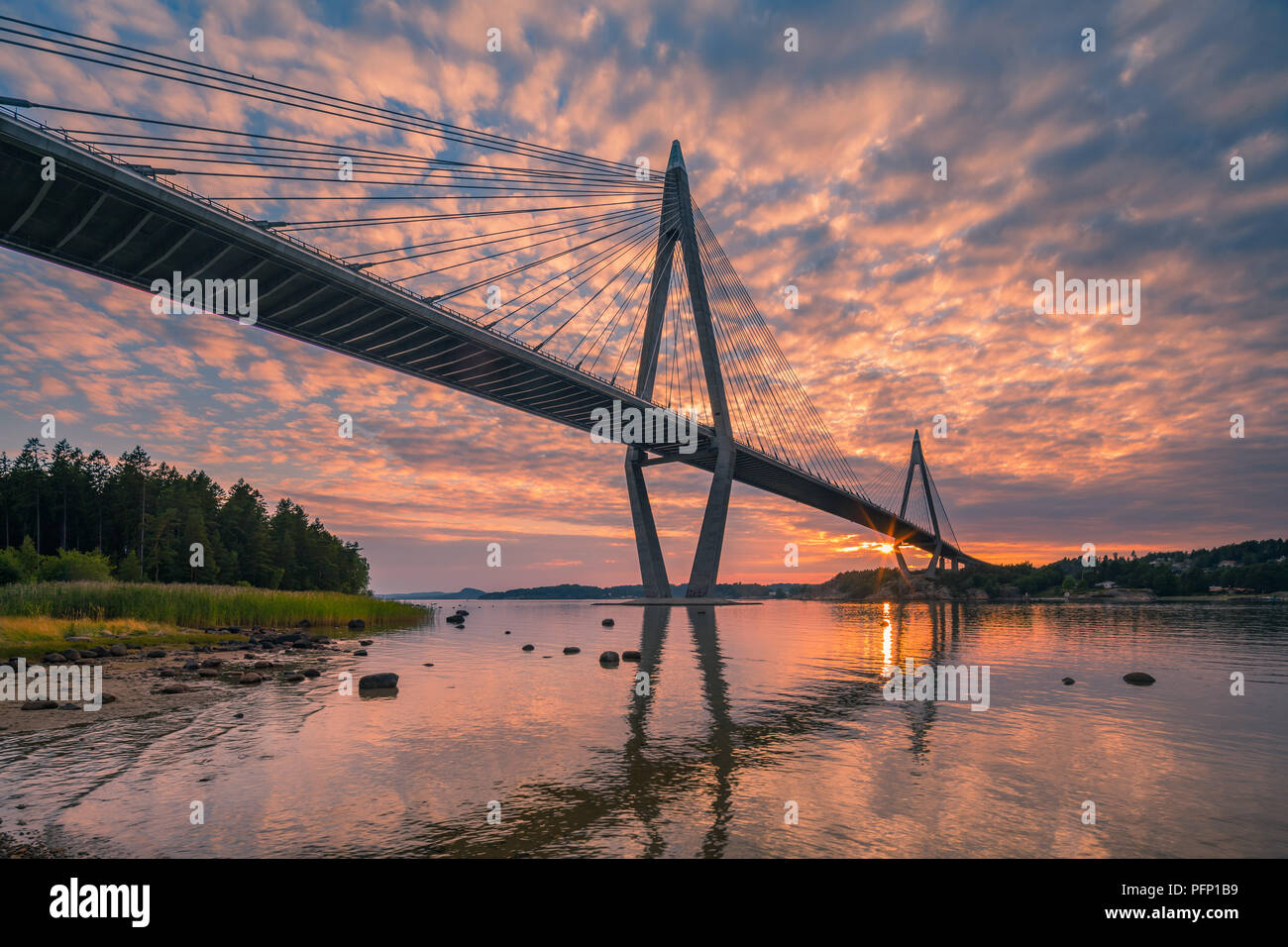 The Uddevalla Bridge is a cable-stayed bridge crossing Sunninge sound ...