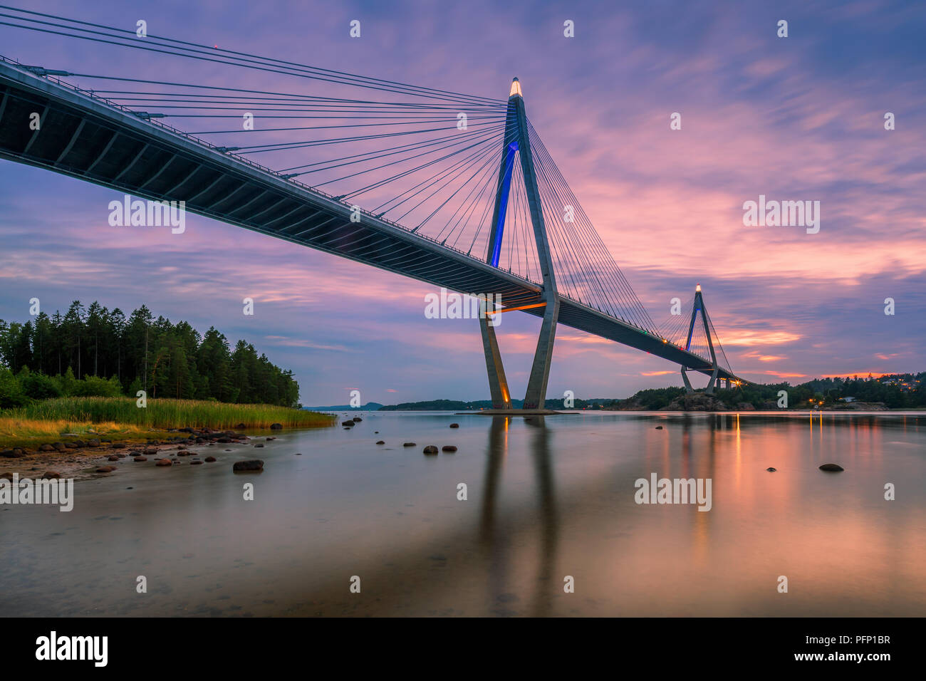 The Uddevalla Bridge is a cable-stayed bridge crossing Sunninge sound ...