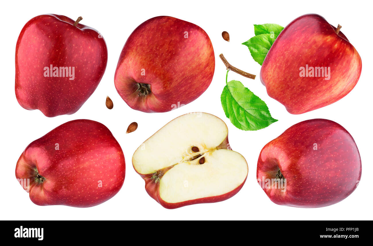 Red apple collection isolated on white background with clipping path ...