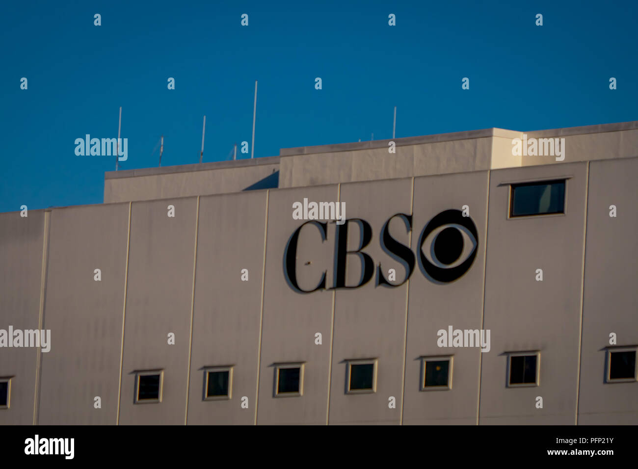 Los Angeles, California, USA, AUGUST, 20, 2018: CBS logo on a building ...