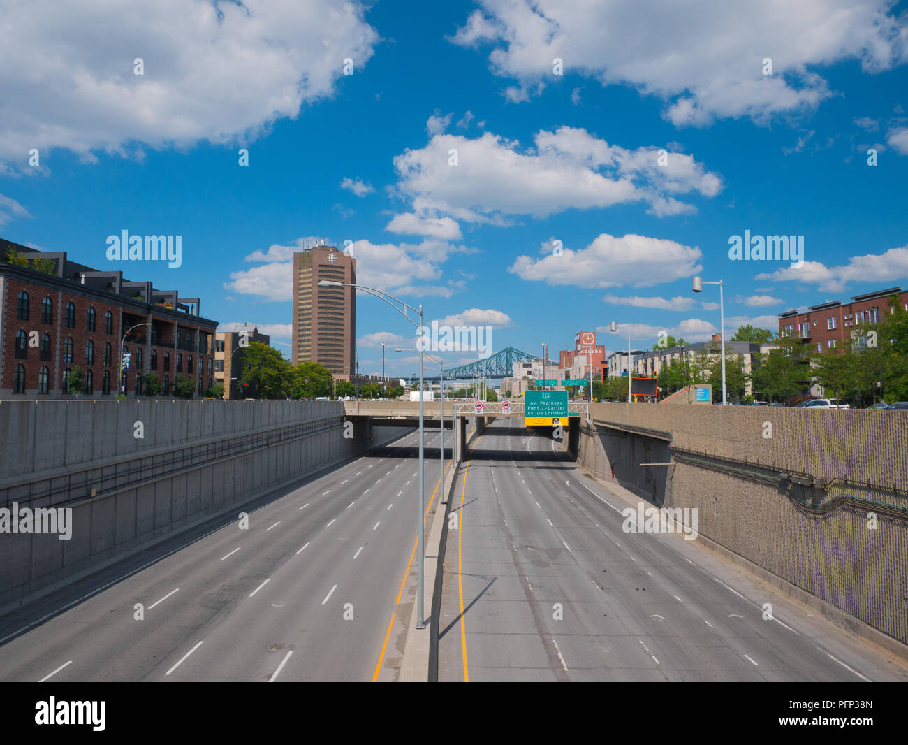 Montreal, Canada. August 19, 2018. Ville-Marie highway in Dowtown Montreal, Canada Stock Photo ...
