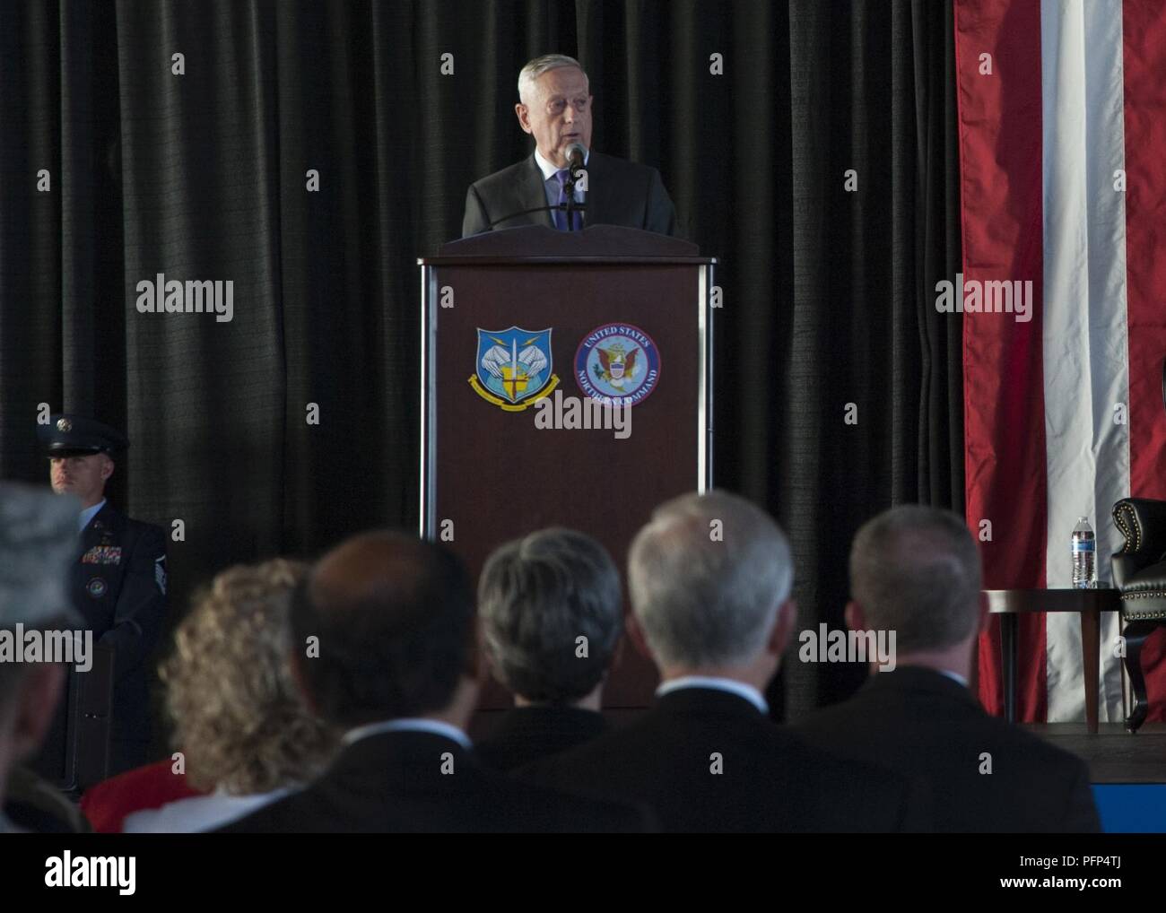 Secretary of Defense James Mattis provides remarks during the North ...