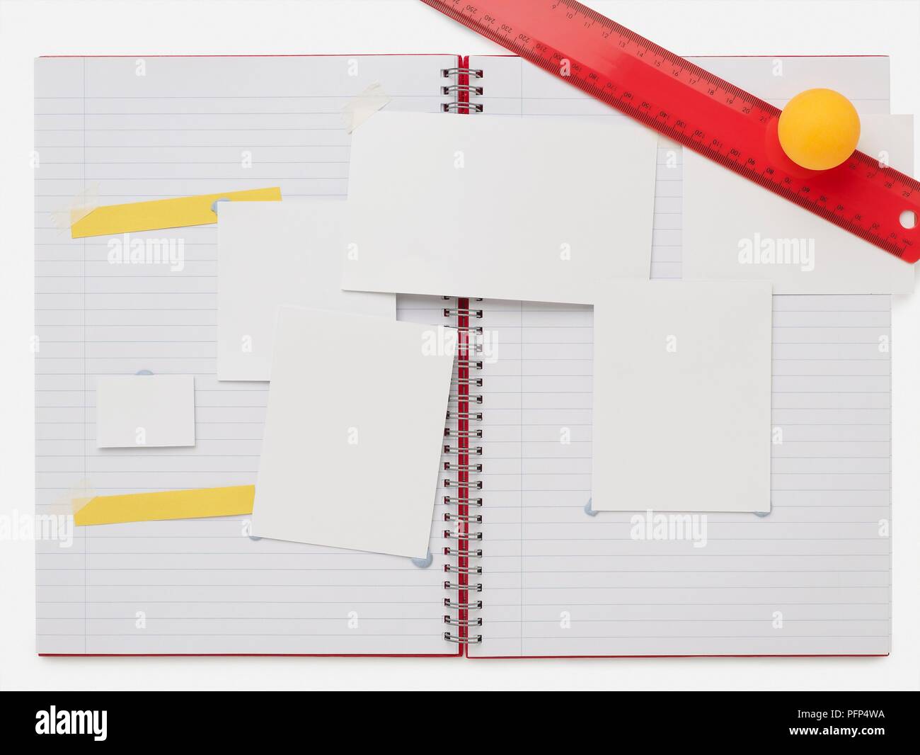 Child's notebook with blank notes and ruler on it Stock Photo - Alamy