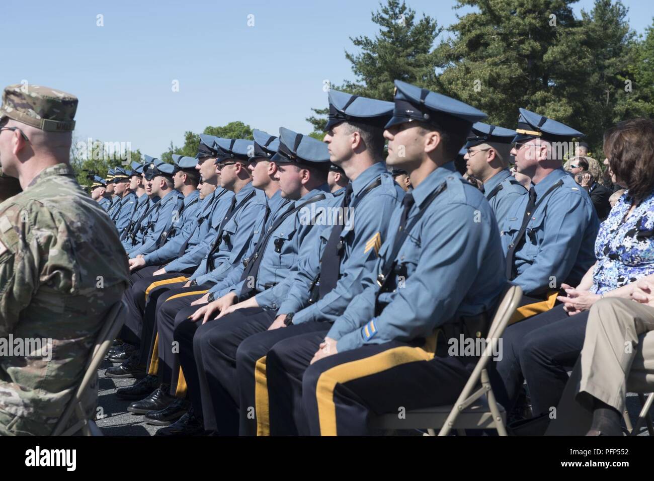 Members of the New Jersey State Police Department look on during the ...