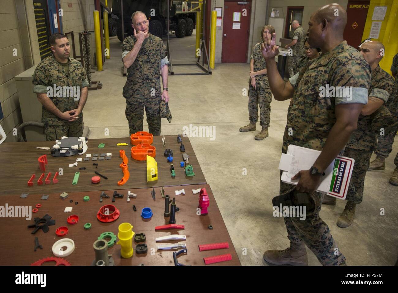 U.S. Marine Corps Lt. Col. Erik J. Smith, right, commanding officer of ...