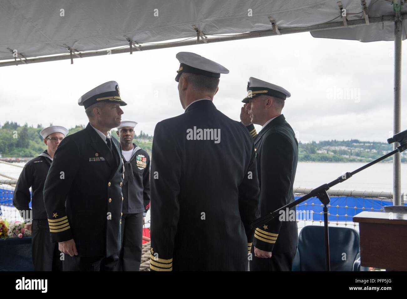 Everett, Wash. (May 24, 2018) Cmdr. Jerry Jackson salutes Capt. William ...