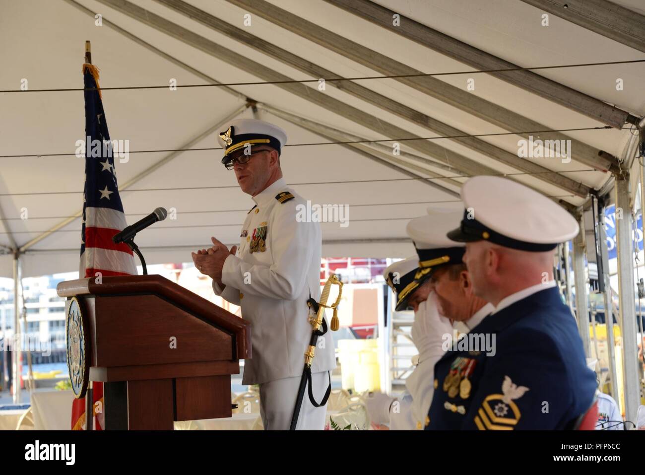 Cmdr. Alan B. McCabe, outgoing Commanding Officer of Coast Guard Cutter ...