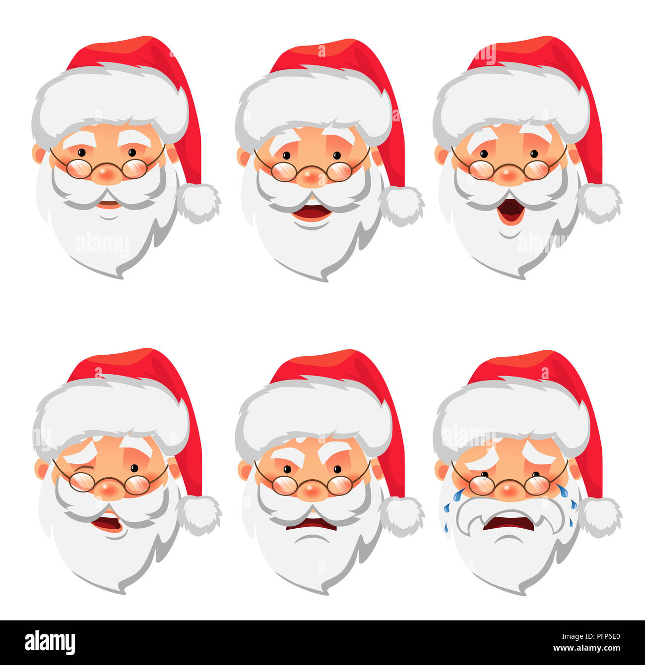 Santa Claus icon set. Face of Santa Claus in red hat illustration Stock ...