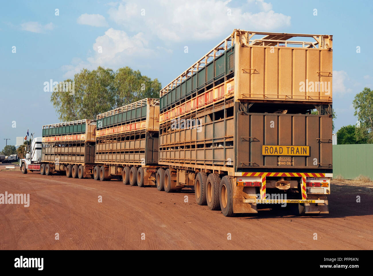 Australia, rear view of road train Stock Photo - Alamy