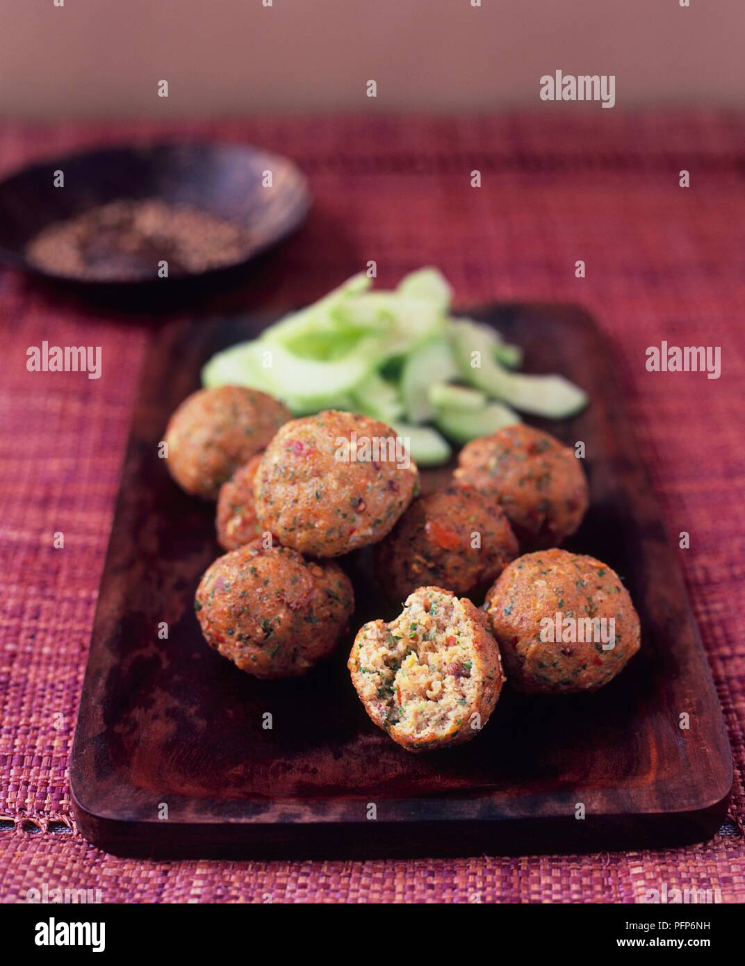 Kofte Samak, Moroccan spicy harissa fish cakes served with cucumber ...