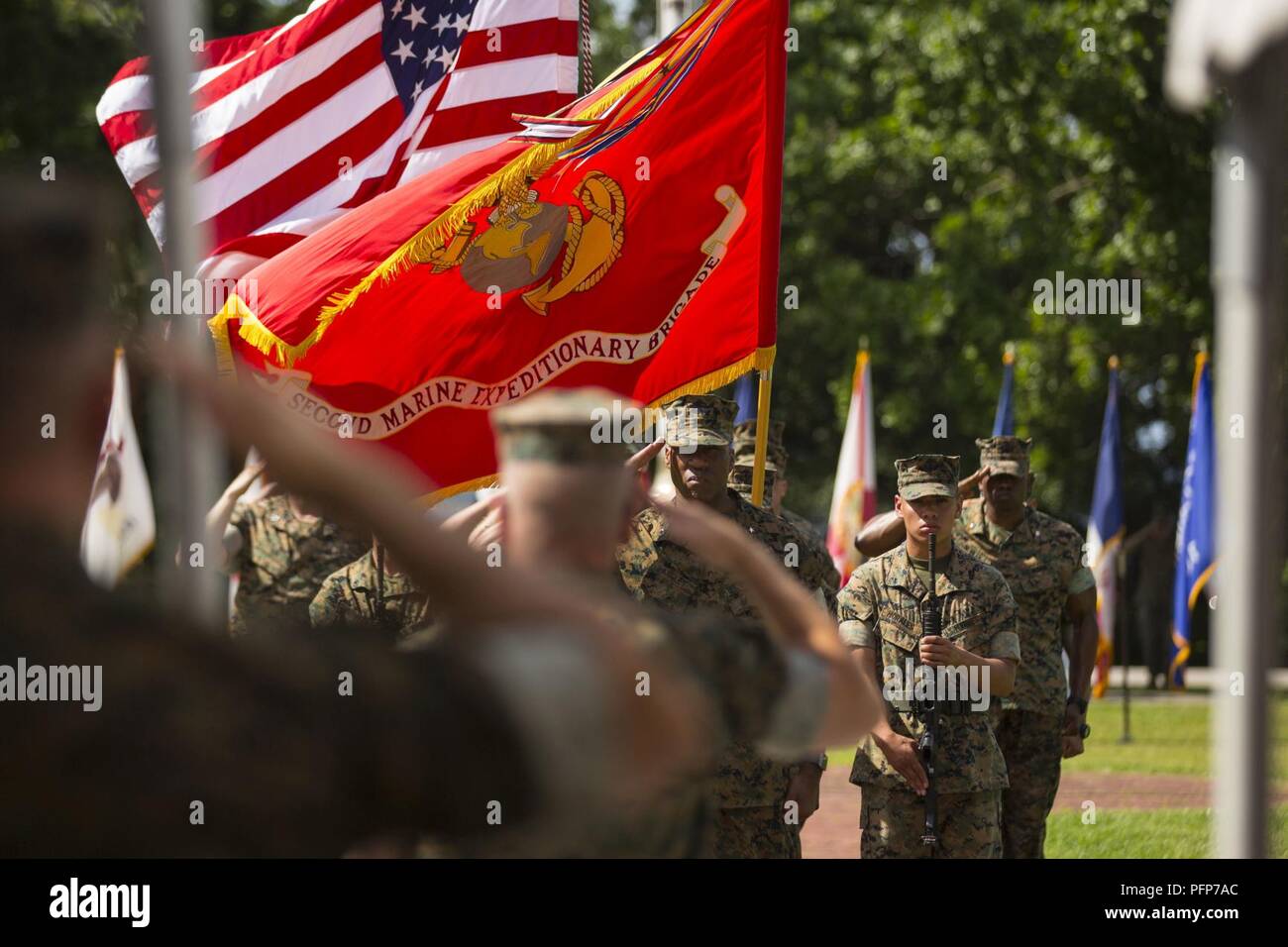 U.S. Marine Corps Brig. Gen. Michael E. Langley prepares to be promoted ...