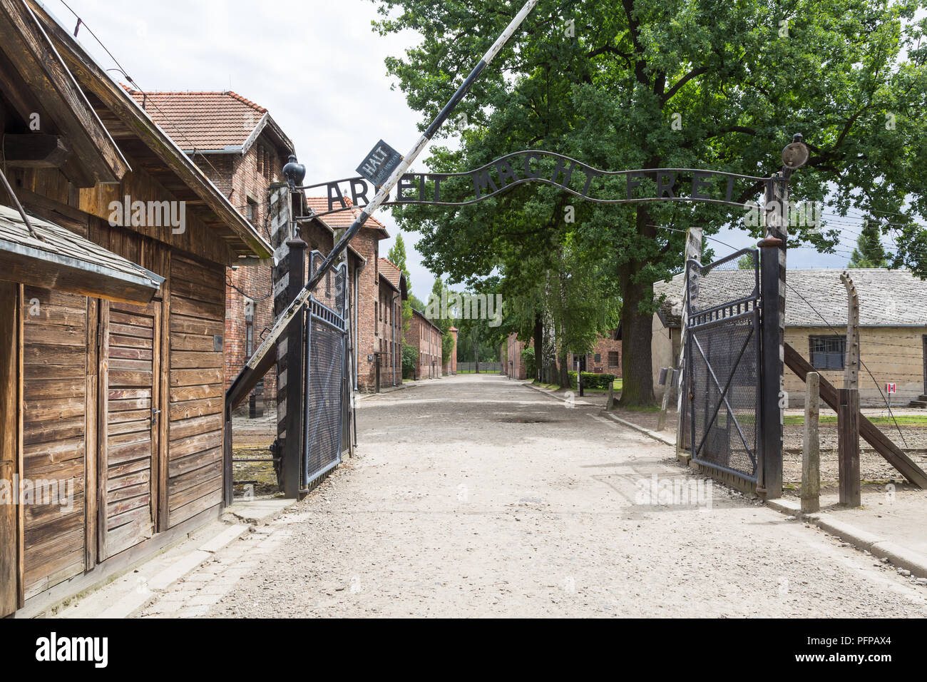 Auschwitz entrance gate sign hi-res stock photography and images - Alamy