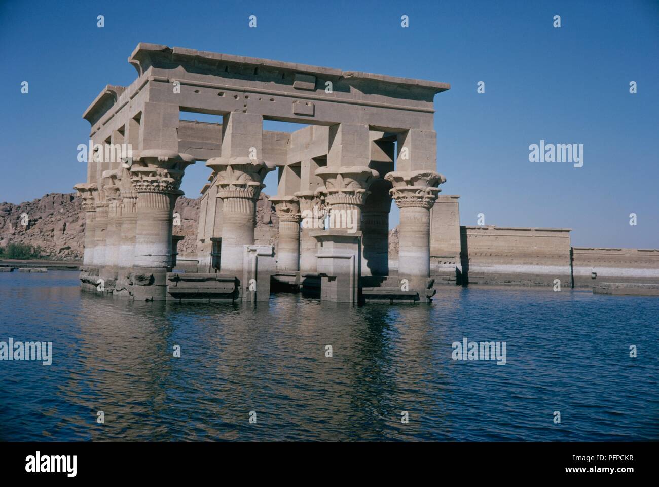 Egypt, Philae, Temple of Isis, view of Trajan's Kiosk partially ...