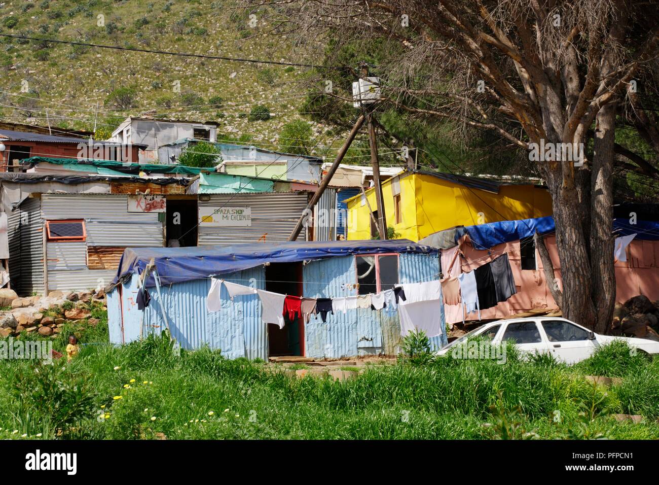 South Africa, Cape Town, Hout Bay Valley, shacks at the Imizamo Yethu ...