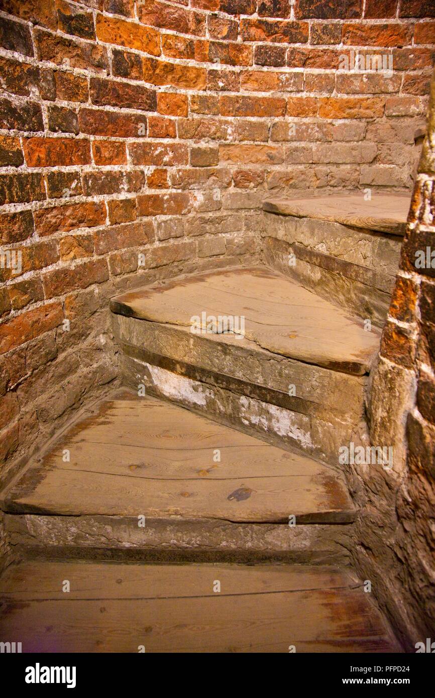 Russia, Moscow, Red Square, St Basil's Cathedral, worn down steps of ...