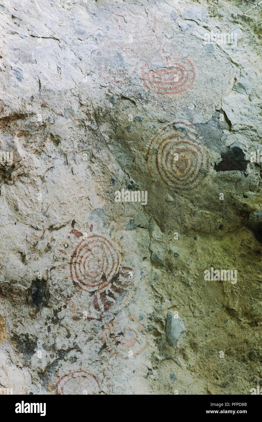 Kenya, Mfangano Island, near Ukula, prehistoric cave paintings Stock ...