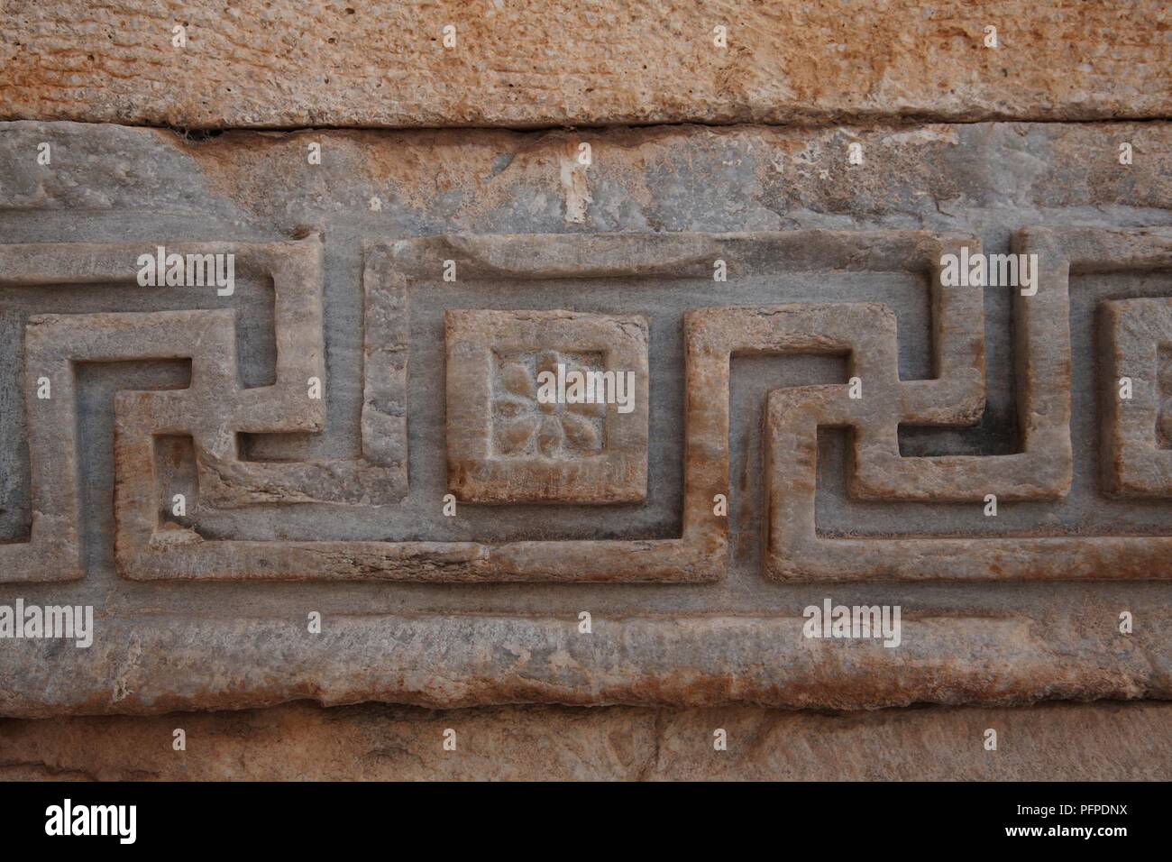 Turkey, near Selcuk, Ephesus, The Temple of Hadrian, carved swastika ...