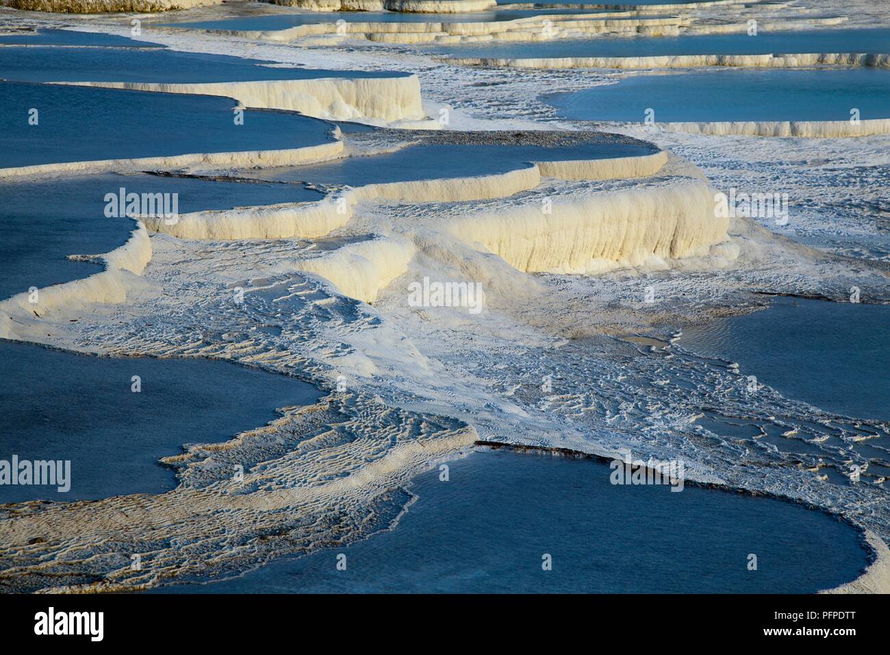 Turkey, Pamukkale, calcium carbonate terraces (travertines Stock Photo ...
