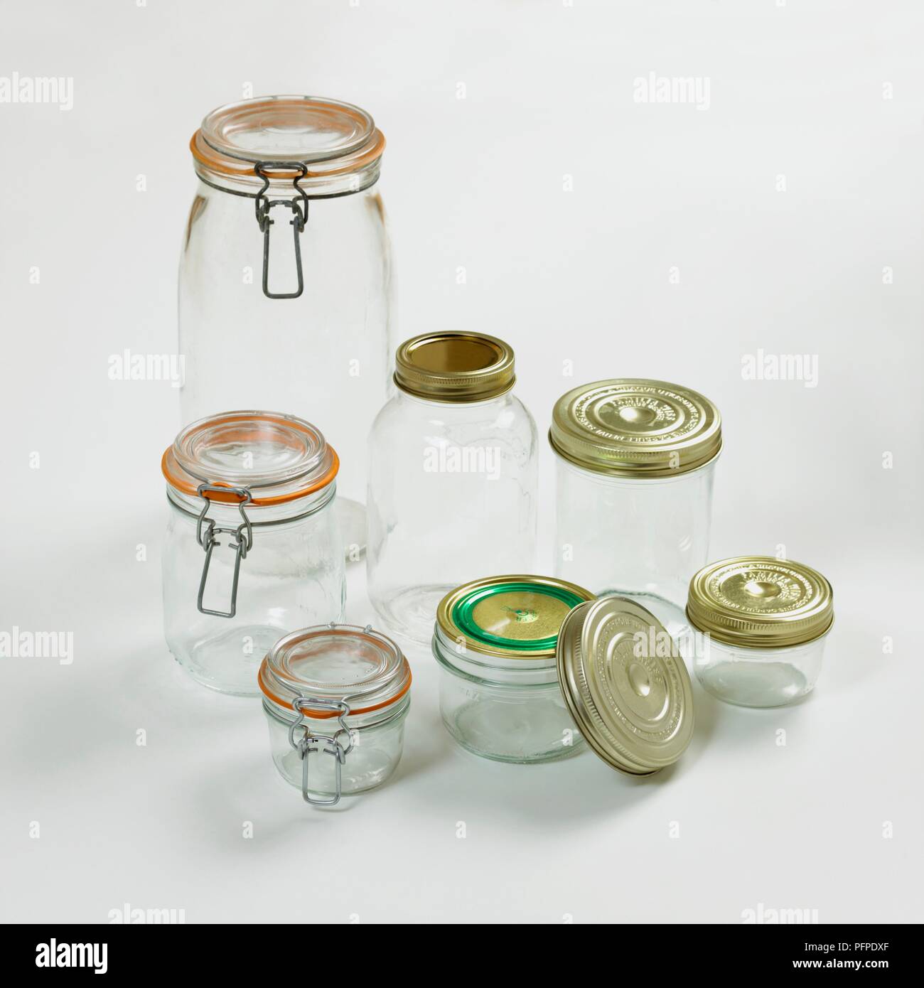 Various preserving jars with lids Stock Photo - Alamy