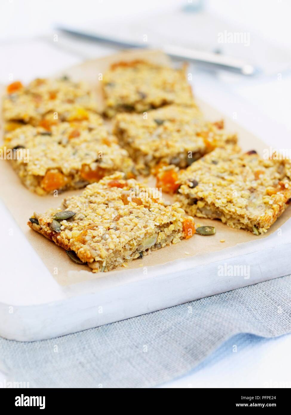 Seed and dried fruit bars, close-up Stock Photo - Alamy