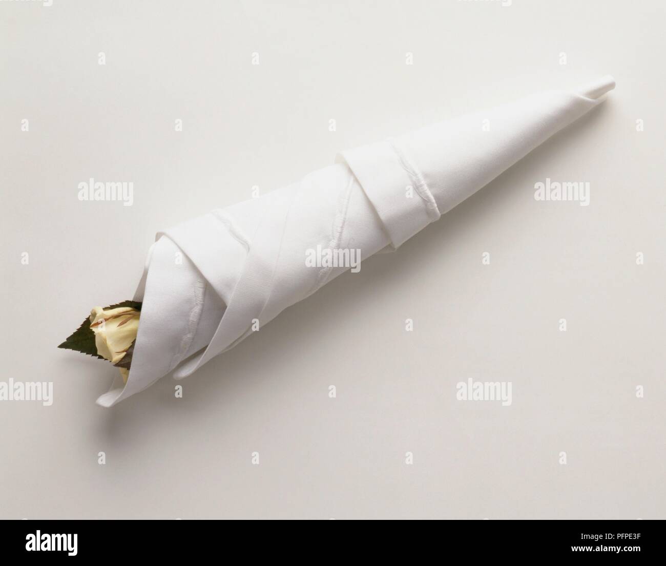 White rose wrapped in napkin Stock Photo - Alamy