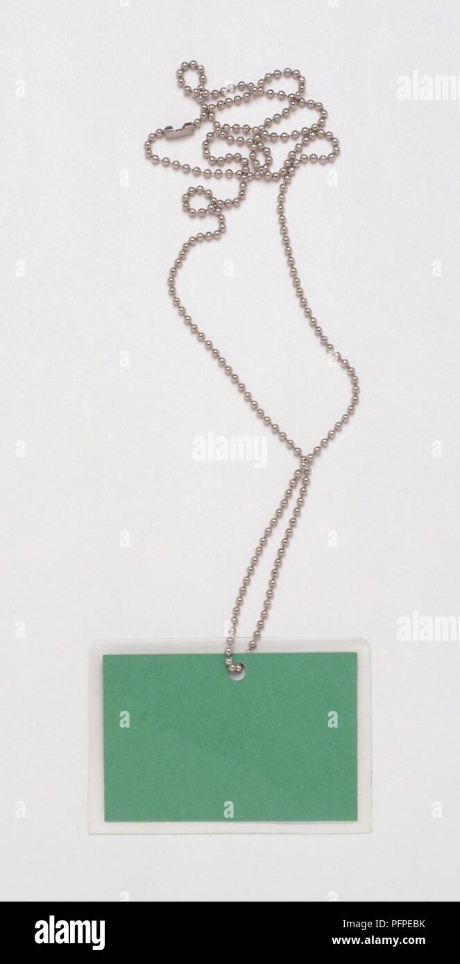 Plastic card on chain Stock Photo - Alamy