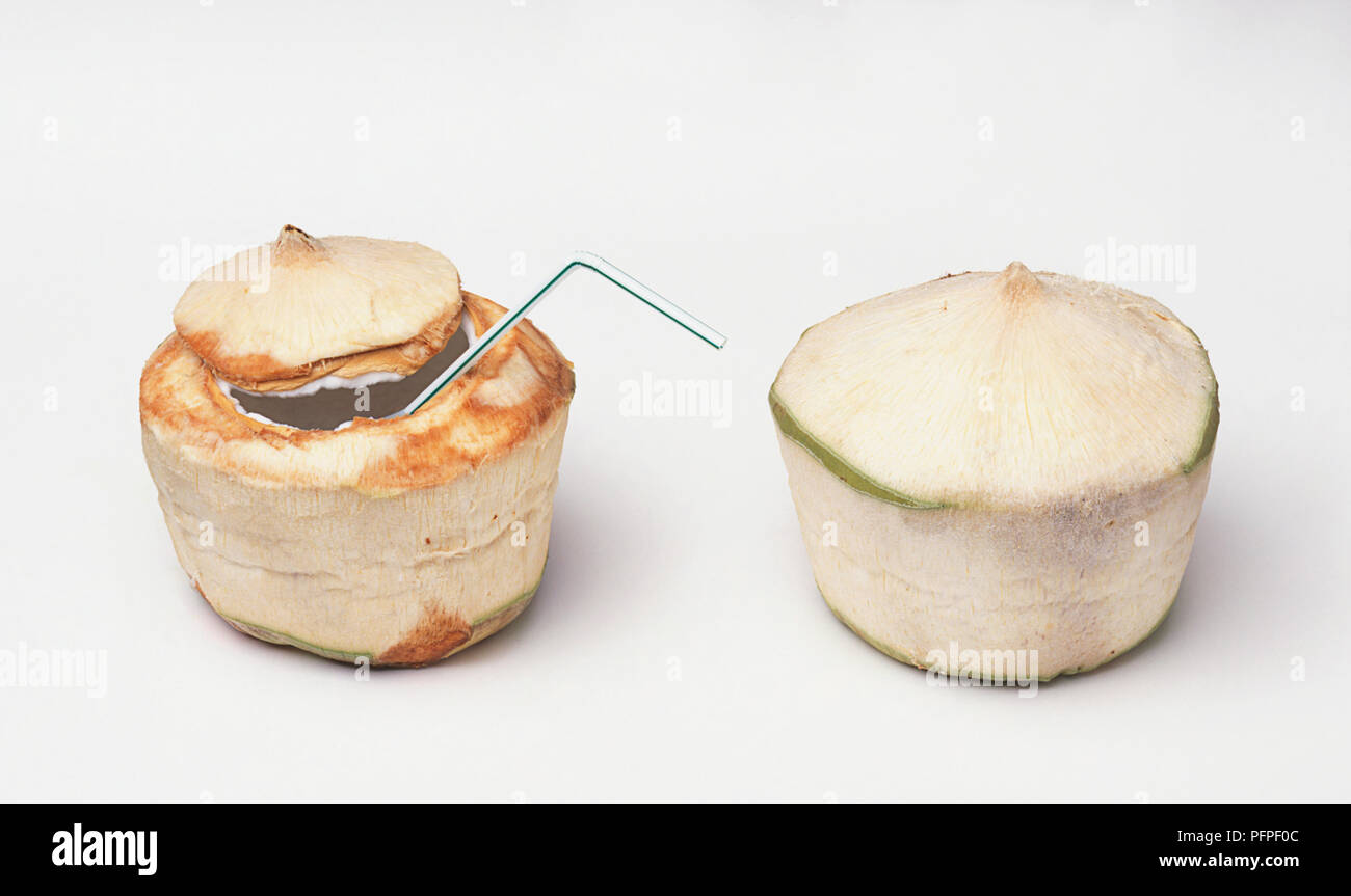 Thailand, Whole and hollow Thai coconut Stock Photo - Alamy