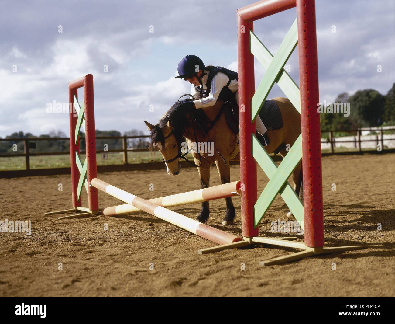Pony refusing to jump Stock Photo - Alamy