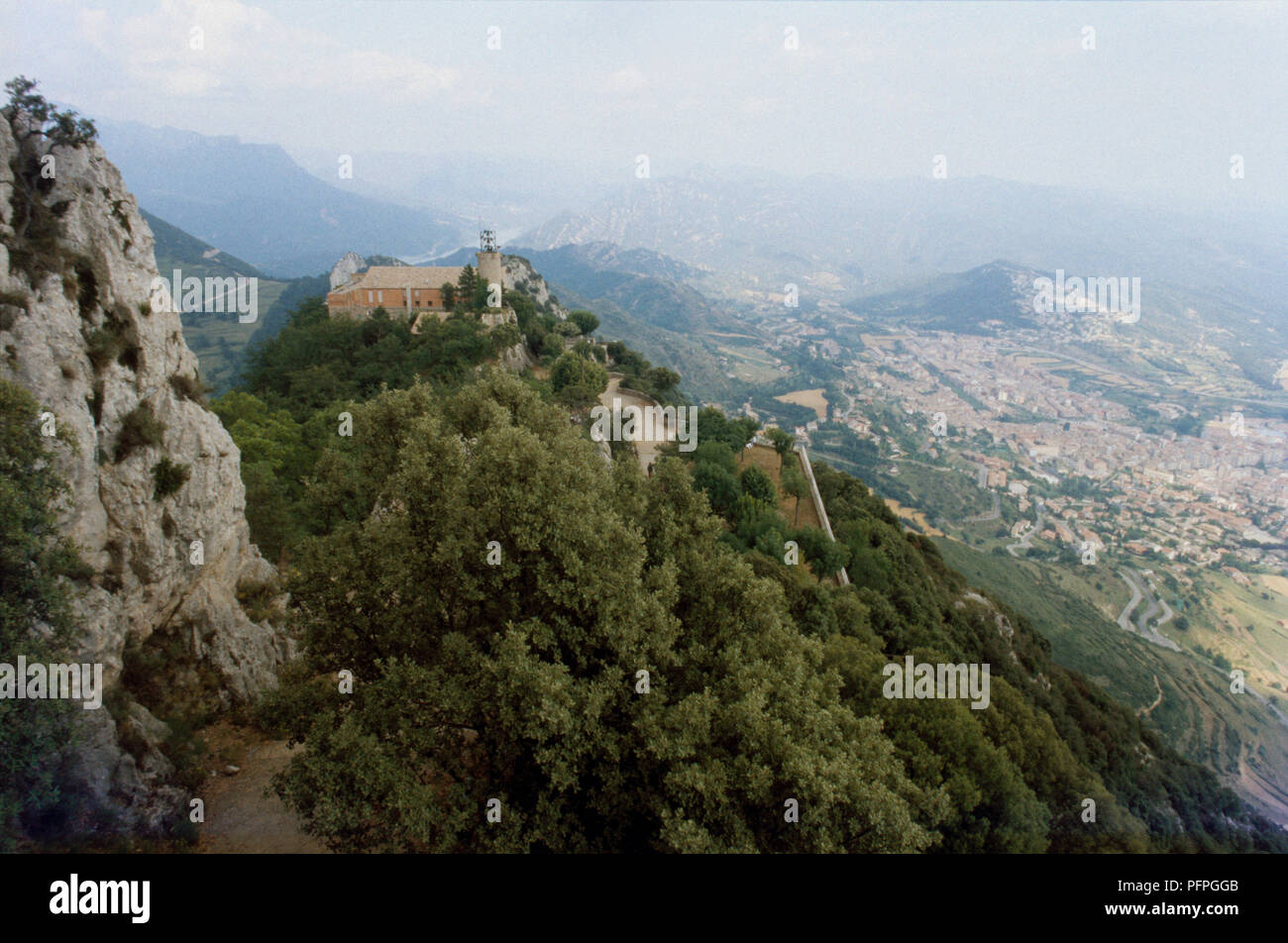 Spain, Catalonia, Bergueda, Queralt sanctuary on top of Queralt ...